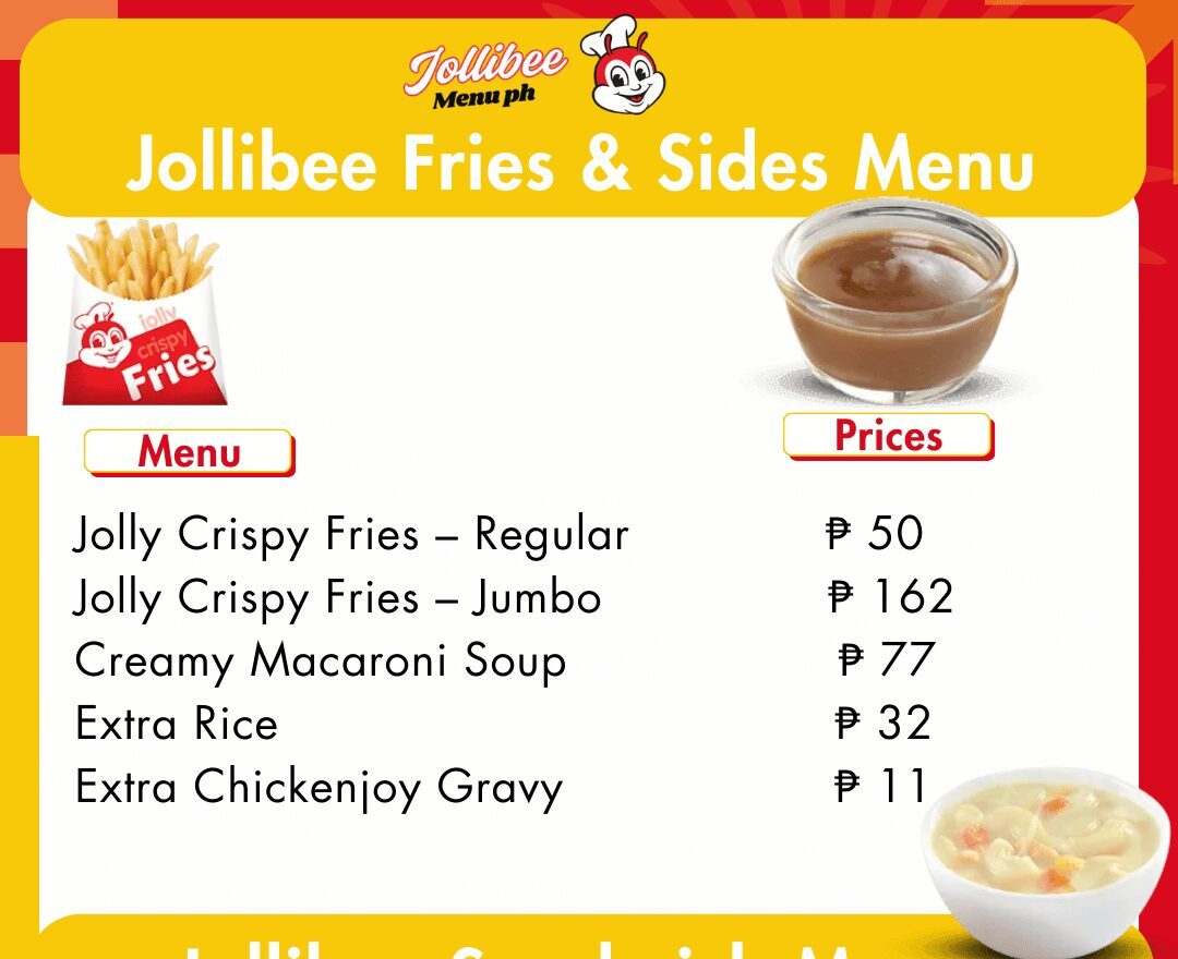 Jollibee Fries & Sides Menu With Prices 2025 Philippines